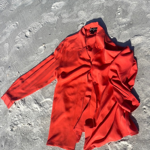 via seta | Tops | Vintage Y2k Via Seta Studio Red Orange Long Sleeve ...